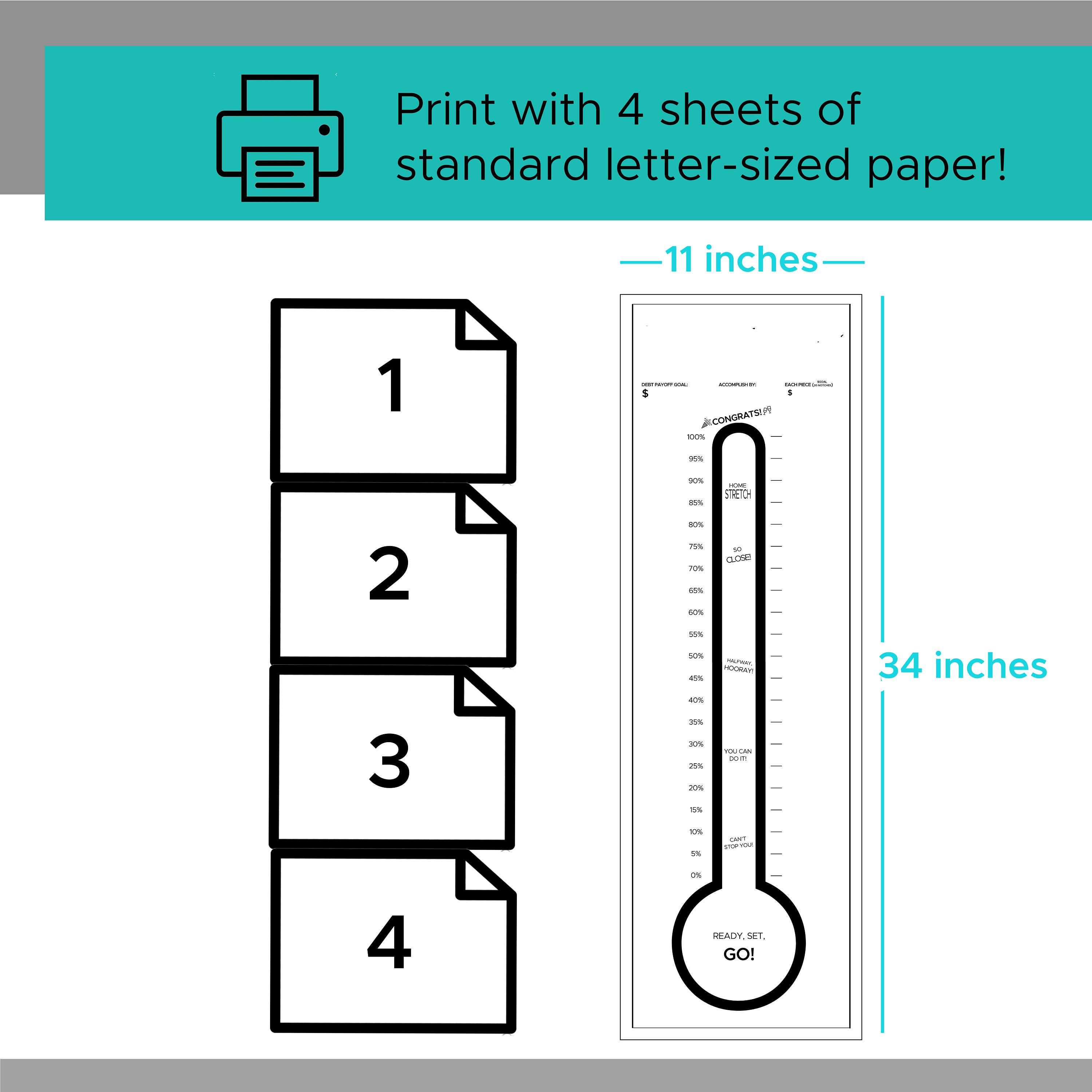 GIANT Thermometer - Printable Digital Download - Print at Home or ...