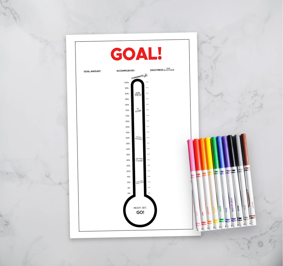 Medium Poster GOAL Thermometer - Download & Print - Chart Savings ...