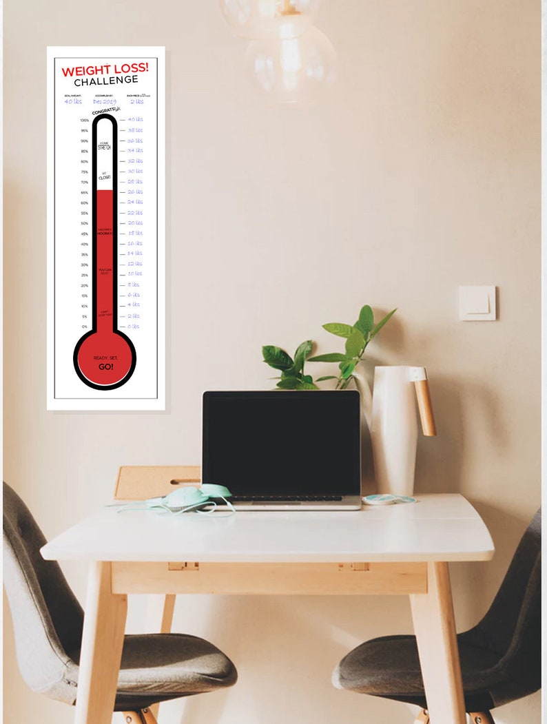 GIANT Weight Loss Goal Thermometer Printable Digital Download Poster ...