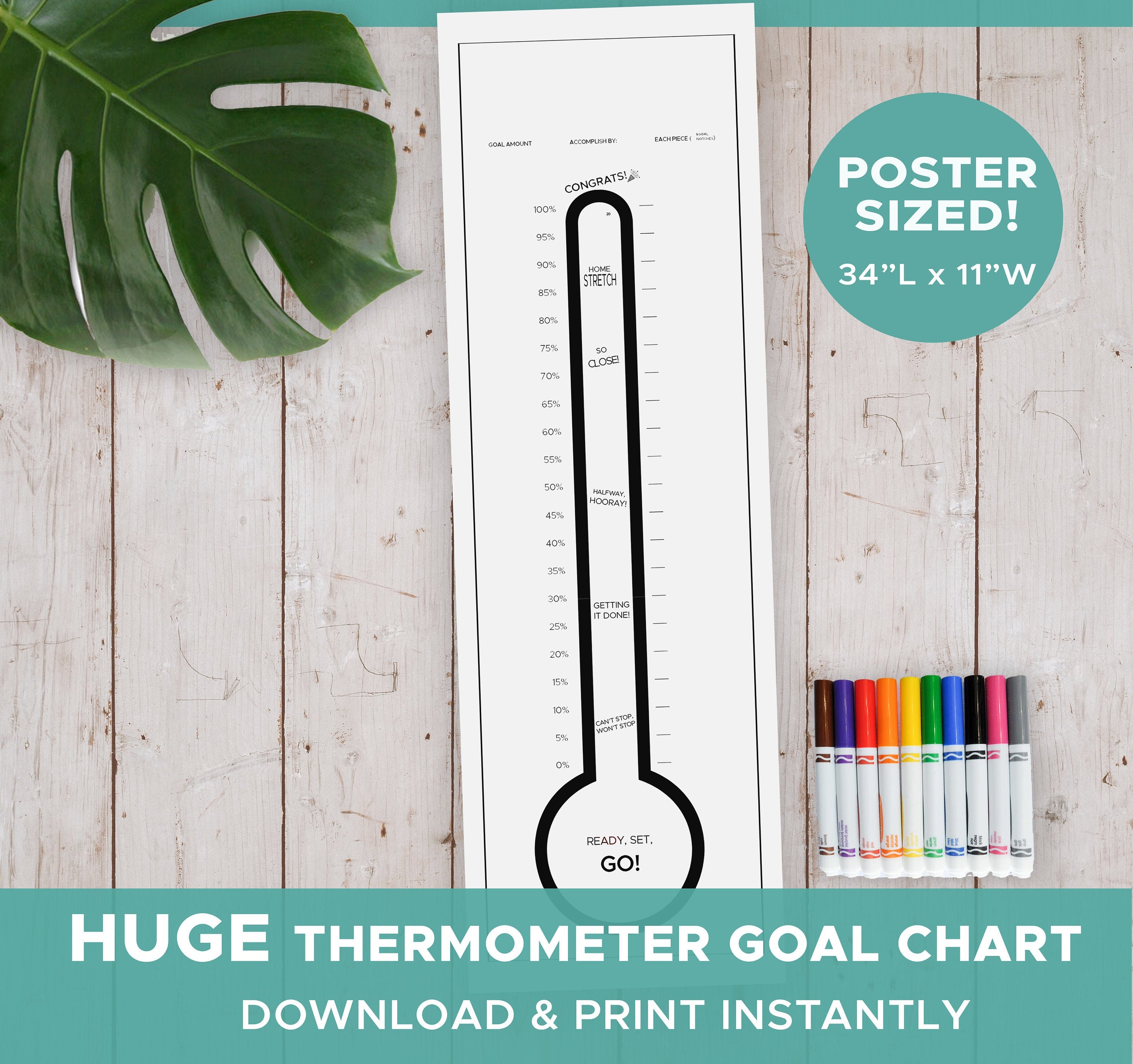 GIANT Thermometer - Printable Digital Download - Print at Home or ...