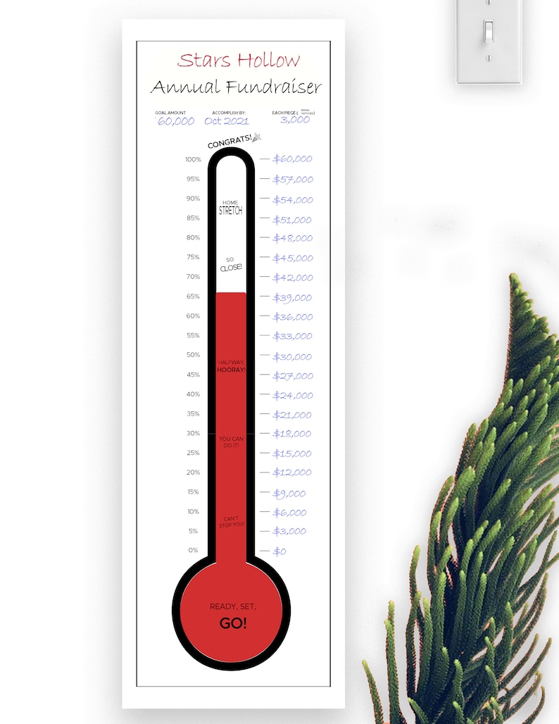 GIANT Thermometer - Printable Digital Download - Print at Home or ...