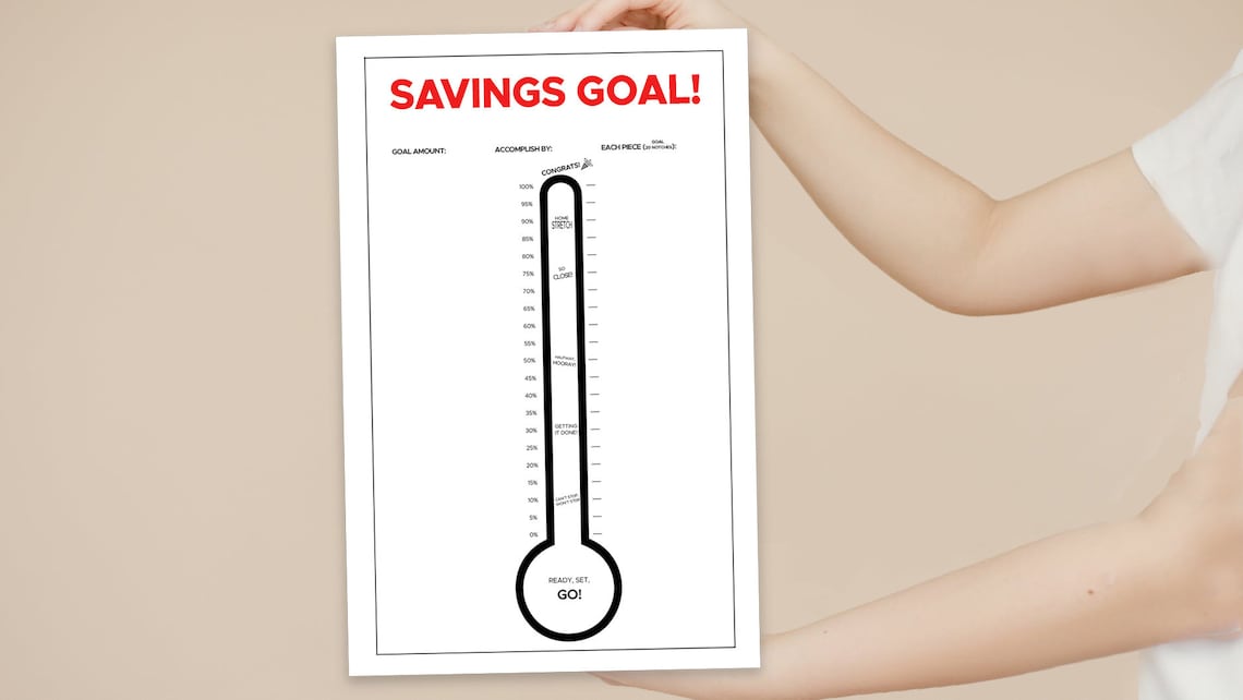 Medium Poster SAVINGS Thermometer - Download & Print - Track Goal Chart ...