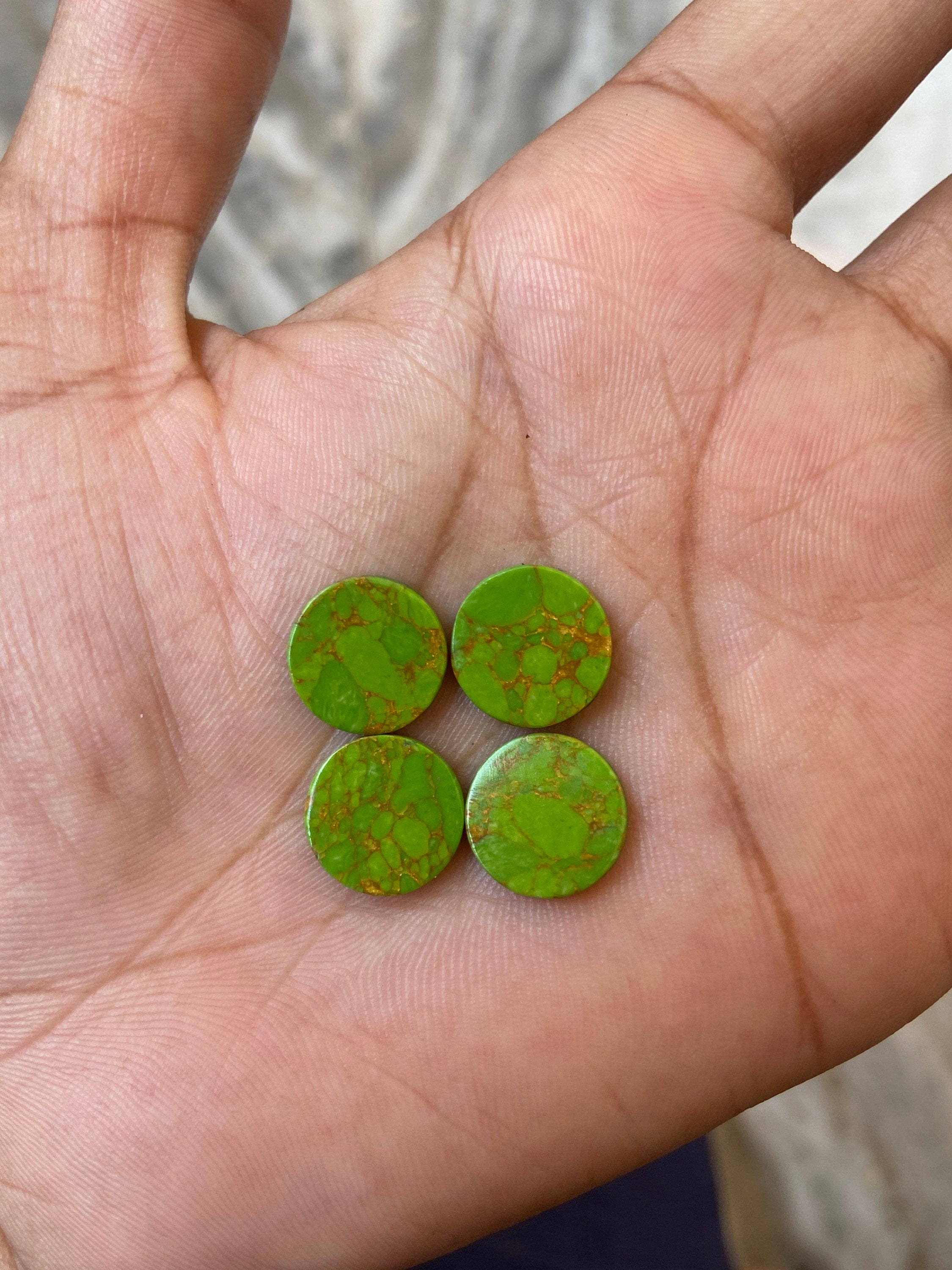 AAA Green Copper Turquoise Round Coin Mohave Turquoise Smooth | Etsy