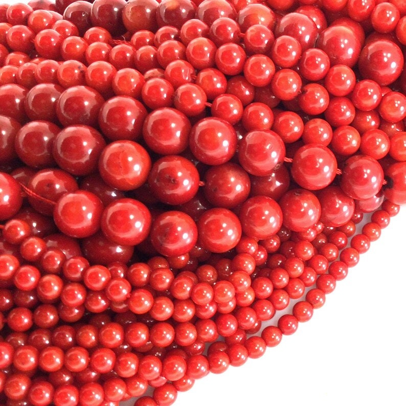 AAA Natural Bamboo Red Coral 8mm Red Coral Bead Gorgeous Red Color Bead ...