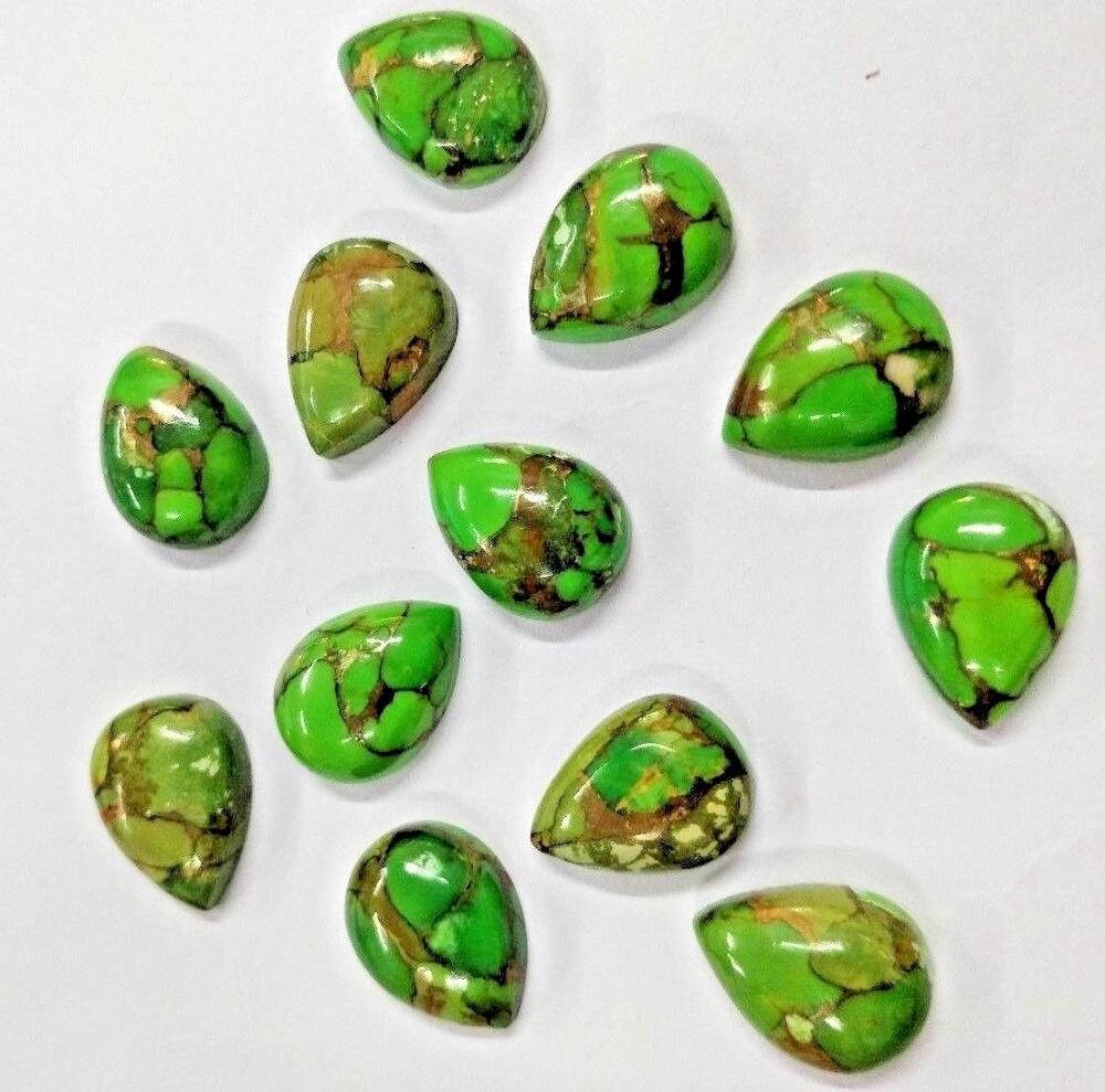 Natural Green Copper Turquoise Pear Cabochon Calibrated Size - Etsy