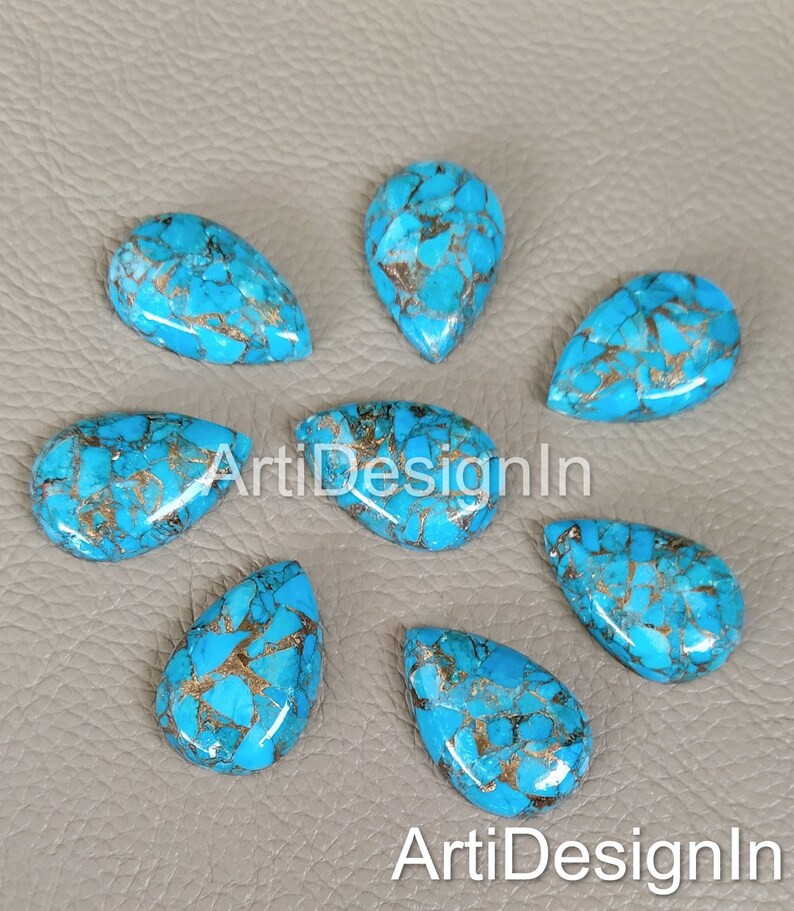 Natural Blue Copper Turquoise Pear Cabochon Calibrated Size | Etsy