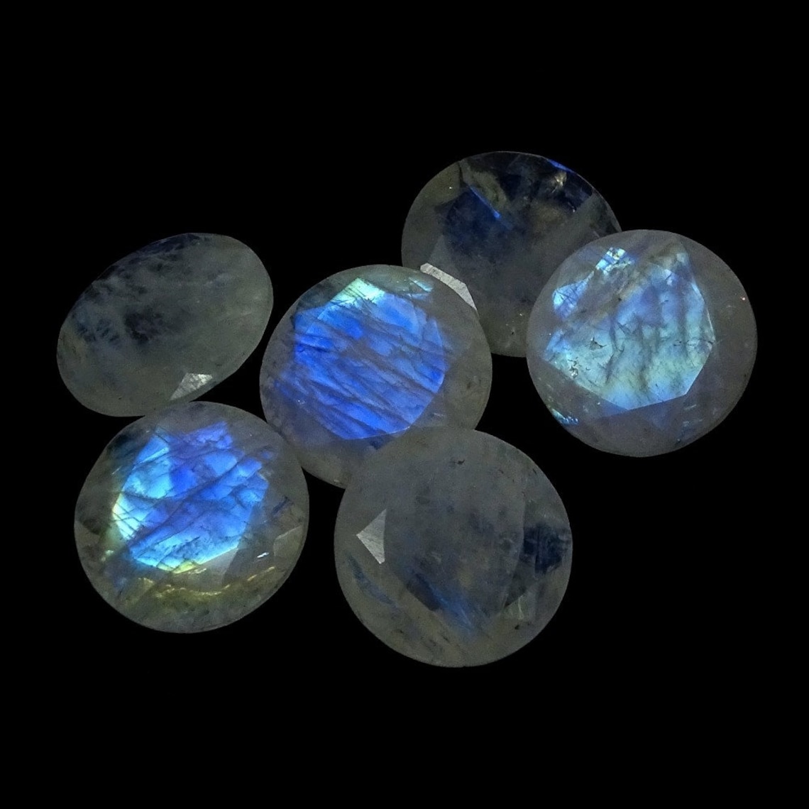 3MM to 30MM Natural Rainbow Moonstone Faceted Round Cut Loose Gemstone ...
