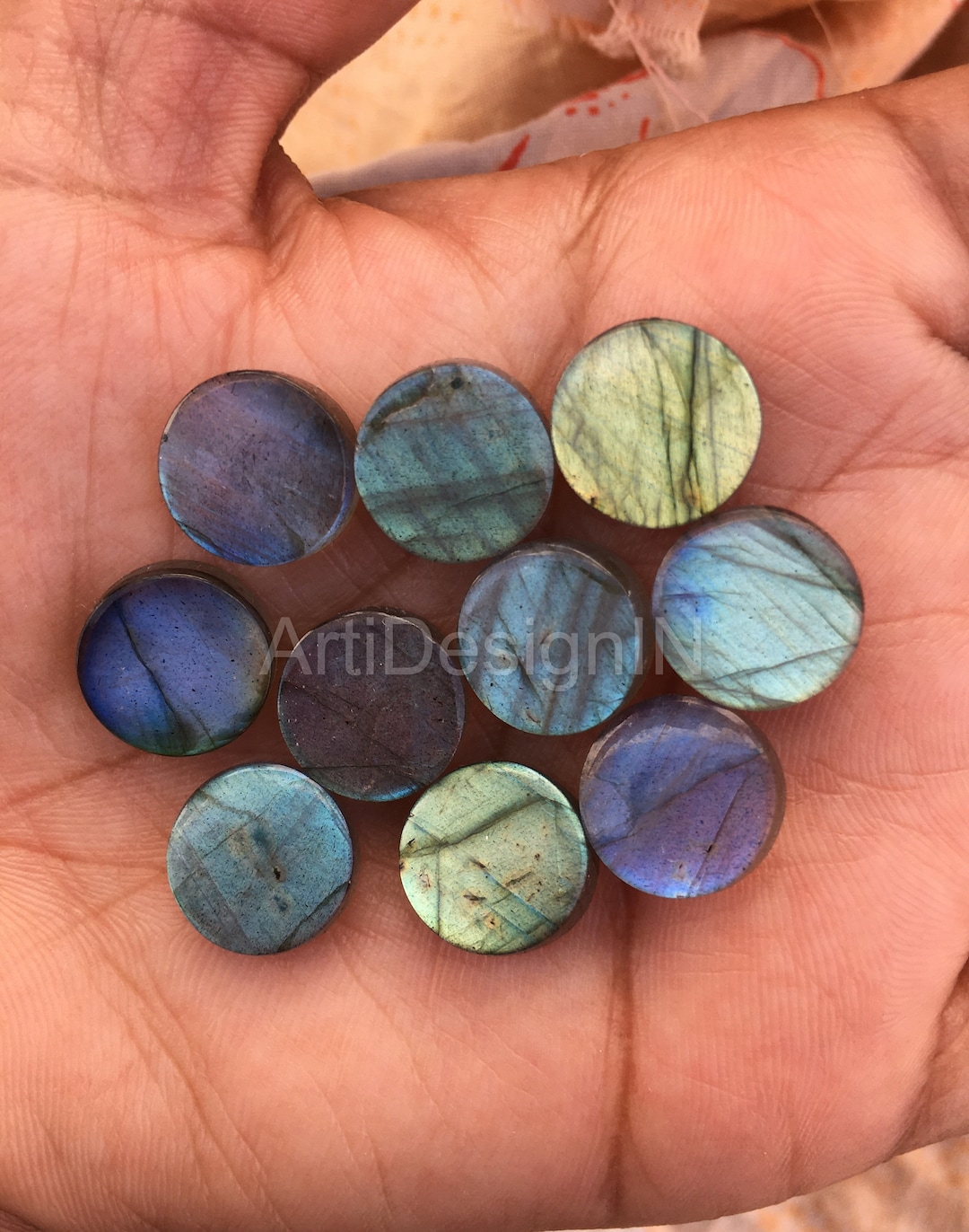 AAA Natural Labradorite Coin Round Shape Gemstone, Both Side Polished ...
