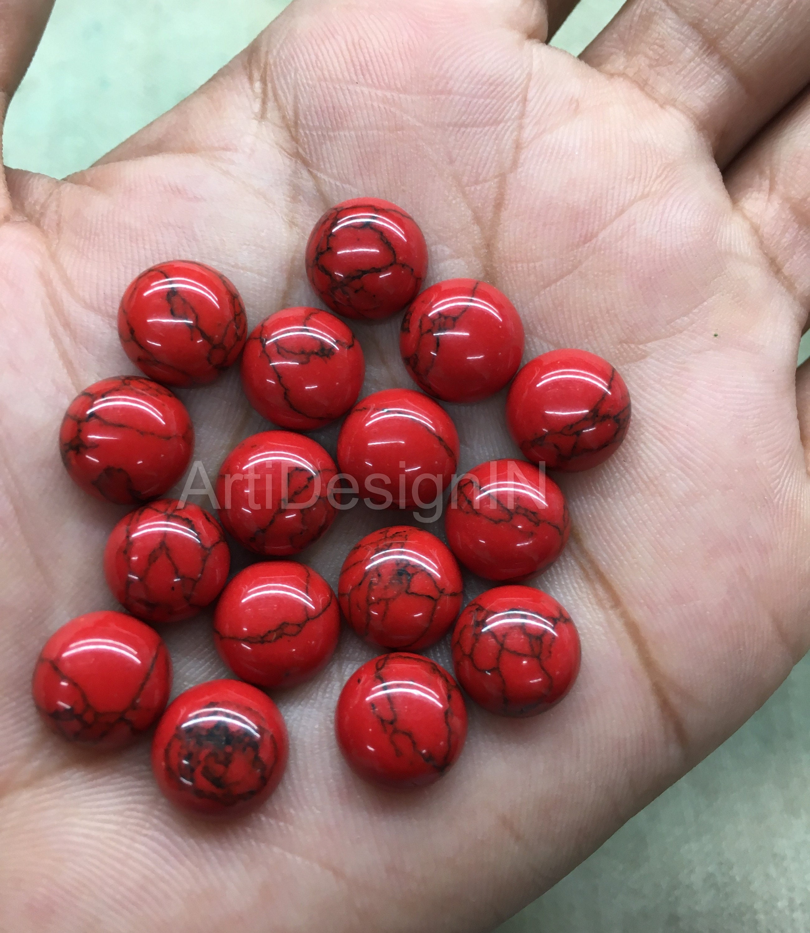 AAA Red Howlite Turquoise Round Cabochon Calibrated Size Loose | Etsy