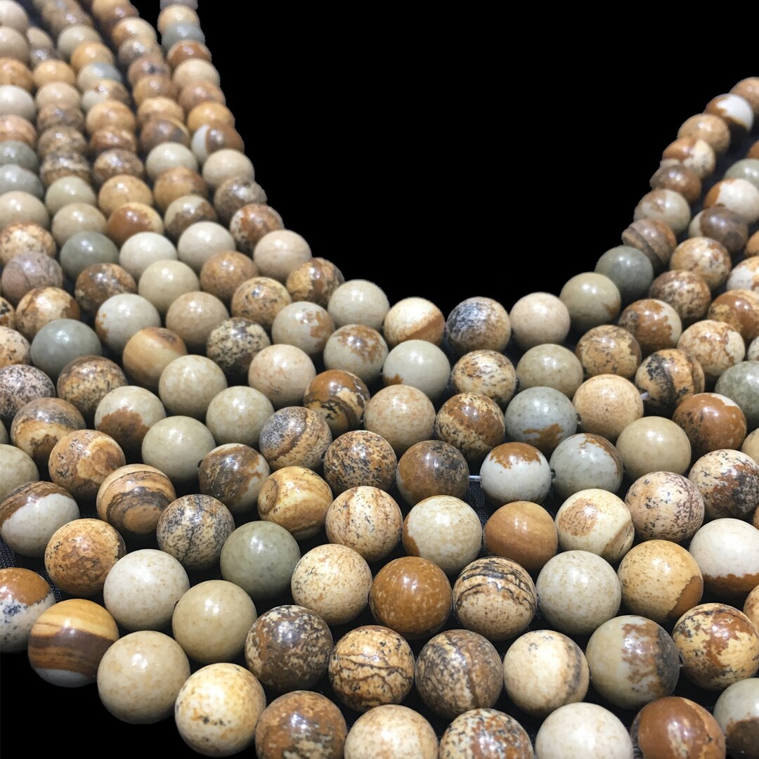 Round Matte Picture Jasper Beads, Round Jasper Gemstone 6mm, 8mm, 10mm ...