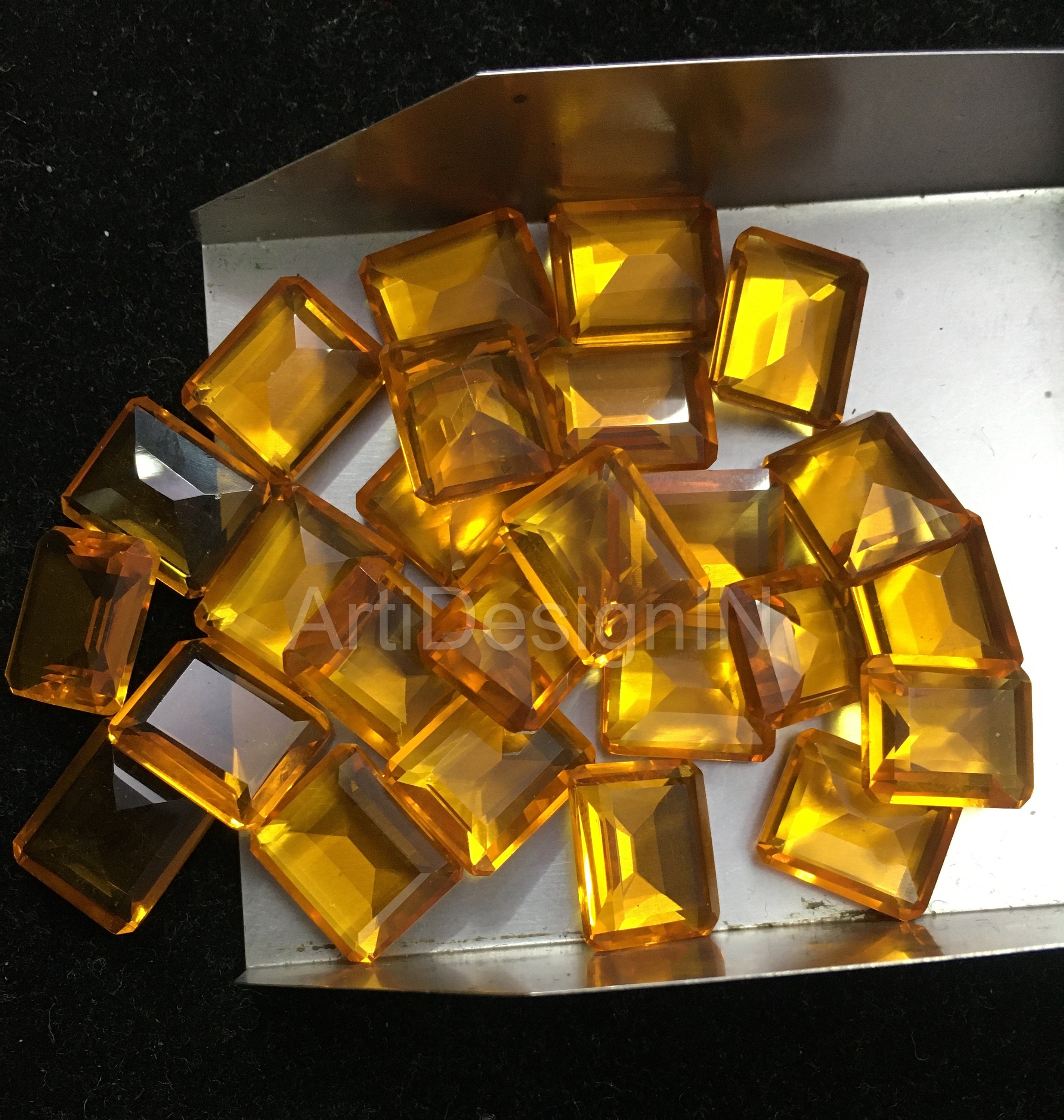 Citrine Glass Rectangle Faceted Cut Gemstone Calibrated Size Loose ...