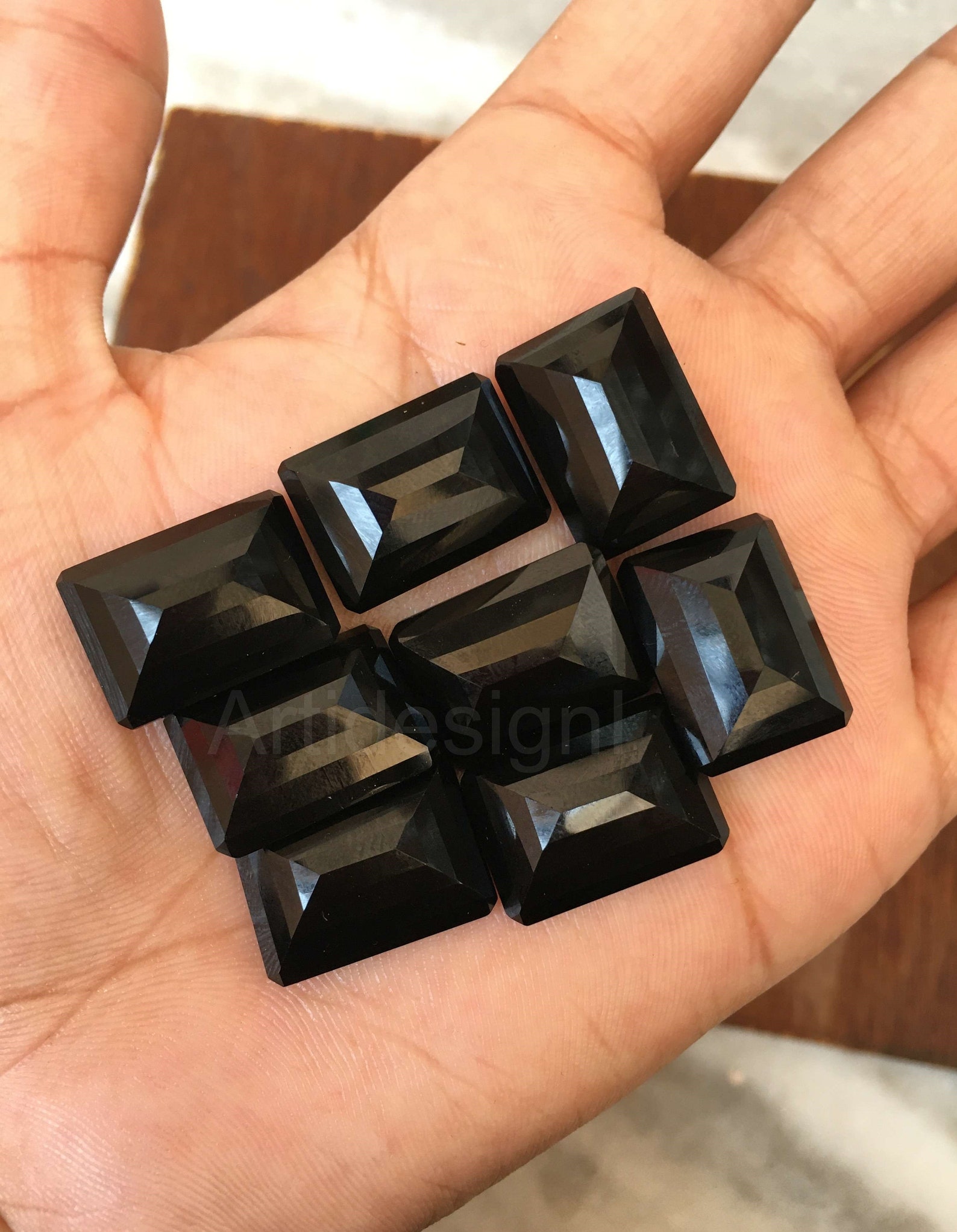 AAA Natural Black Onyx Rectangle Faceted Cut Calibrated Loose Gemstones ...