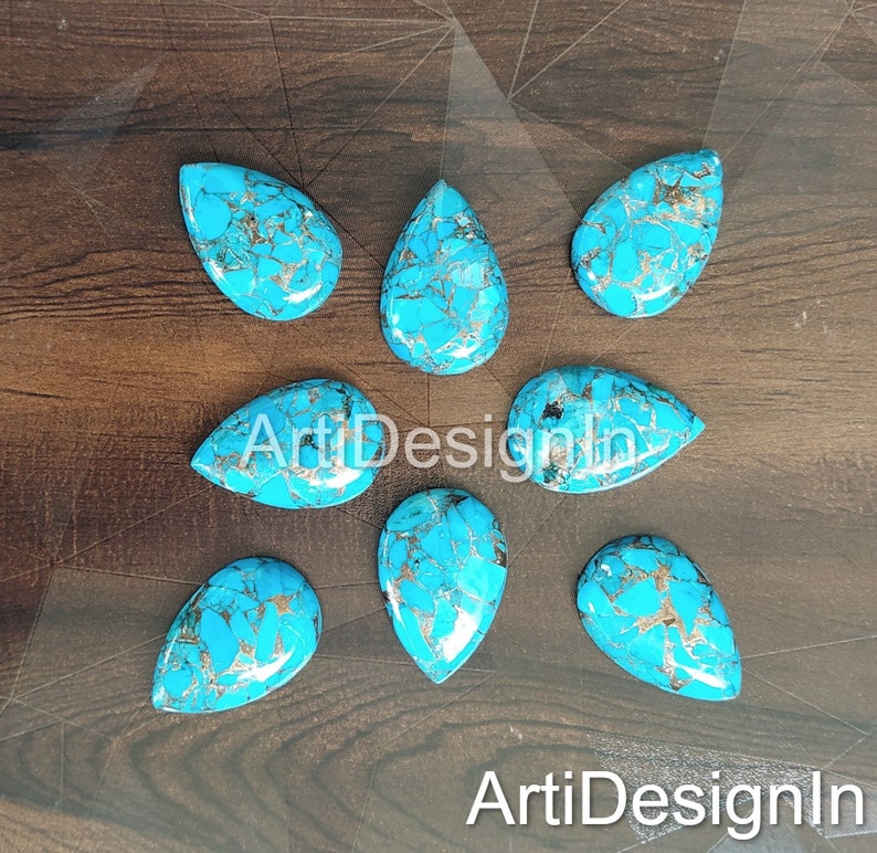 Natural Blue Copper Turquoise Pear Cabochon Calibrated Size | Etsy