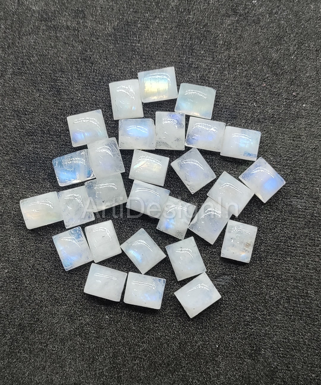 AAA Natural Rainbow Moonstone Rectangle Cabochon Calibrated Size Loose ...