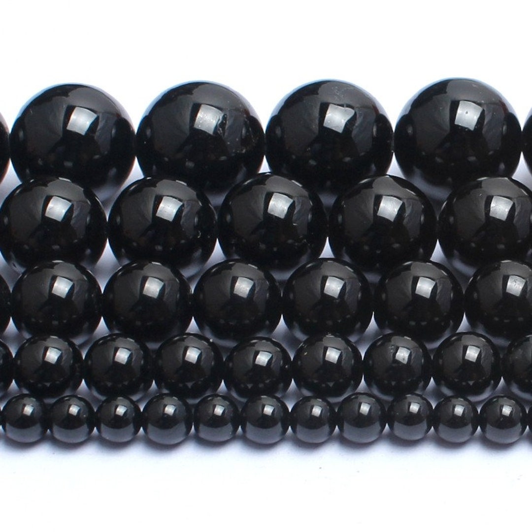 8mm Natural Black Tourmaline Round Beads for Jewelry Making Bracelet ...