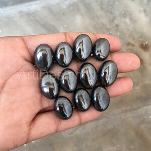 AAA Natural Hematite Oval Cabochon Flat Back Gemstones Calibrated Size ...