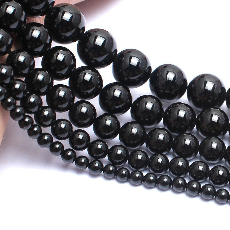 8mm Natural Black Tourmaline Round Beads for Jewelry Making - Etsy