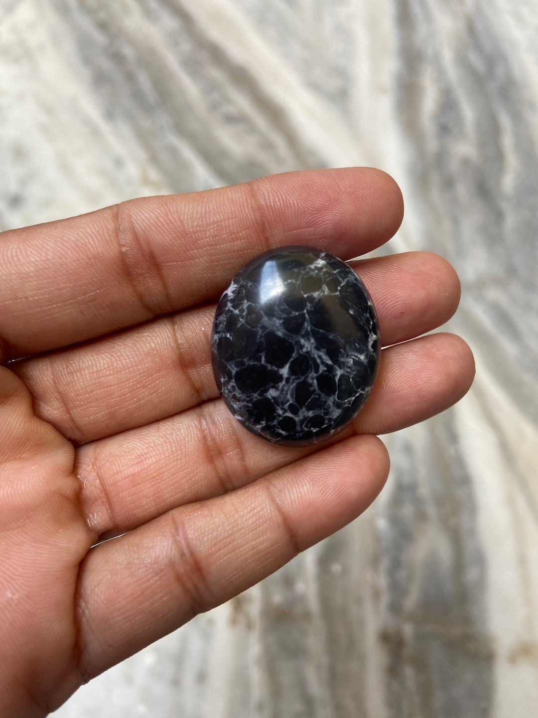Buy AAA Black Howlite 4x6mm to 20x30mm Oval Shape Cabochon Flat Back ...