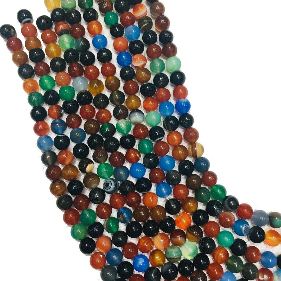 Rainbow Agate Beads, Multi Agate Beads, Mixed Agate Beads, Smooth ...