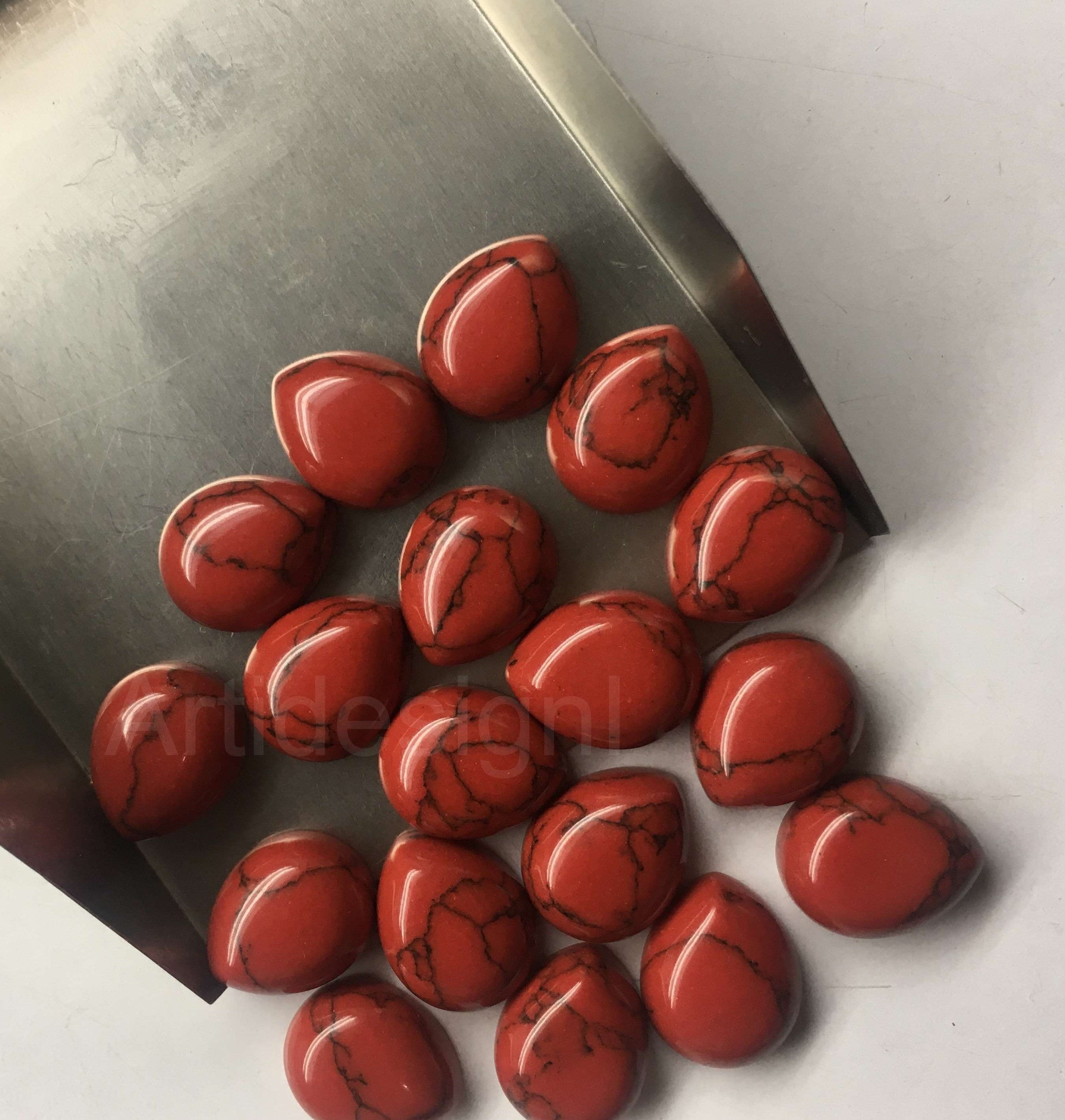 Red Howlite Turquoise Teardrop Cabochon Calibrated Sizes | Etsy