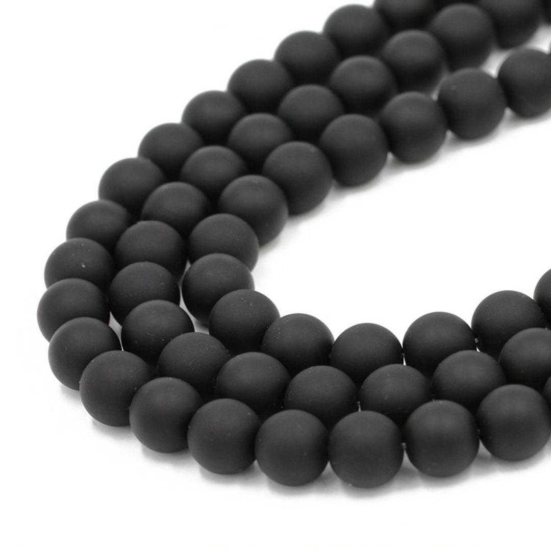 AAA Quality Natural Matte Black Onyx Round Loose Beads Gemstone 15 ...