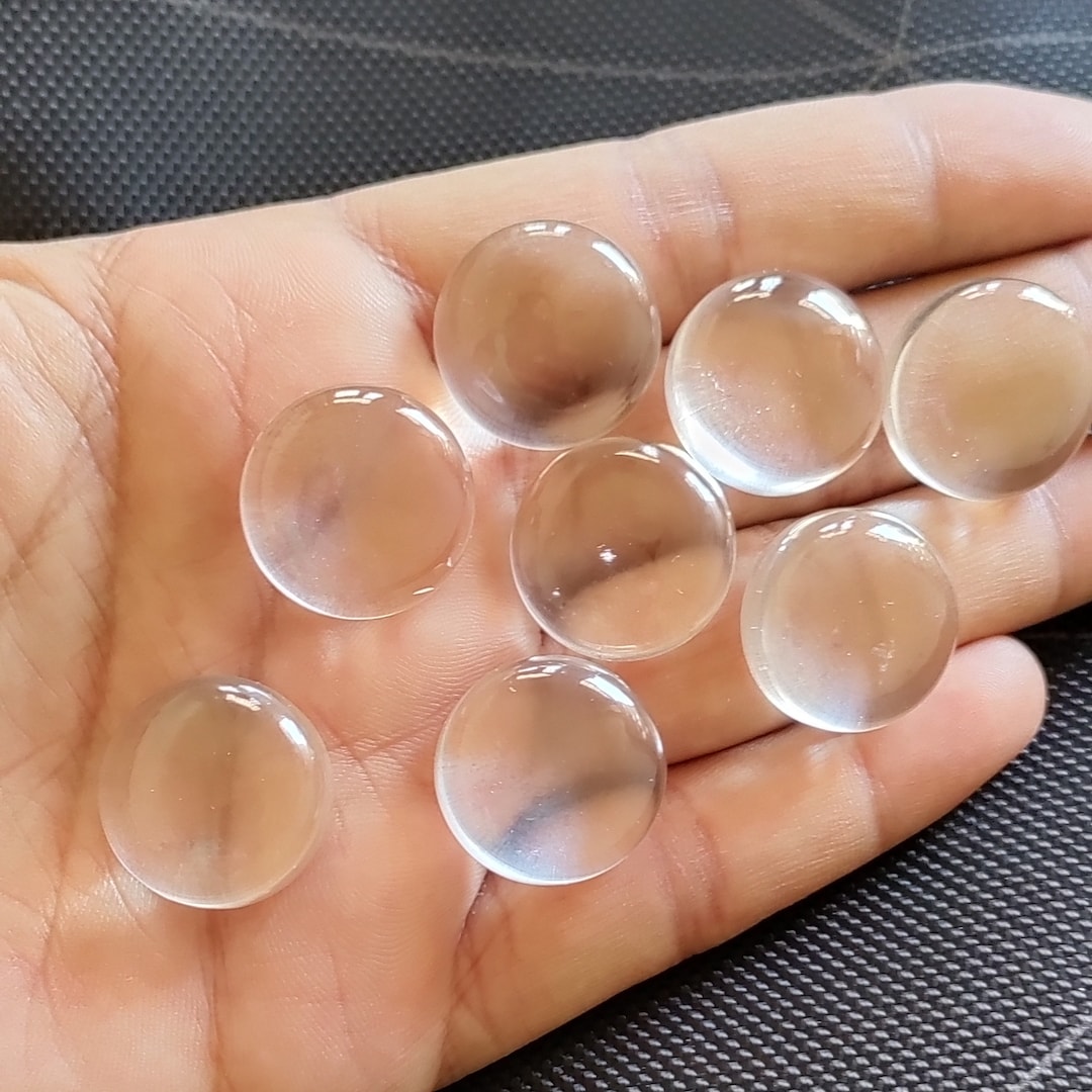 AAA Natural Round Clear Crystal Quartz Cabochon Calibrated Size Loose ...