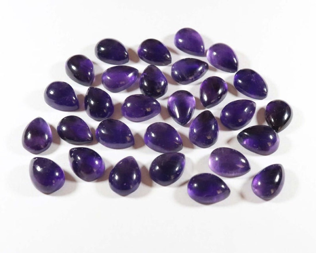 Natural Amethyst Pear Shape Cabochon Loose Gemstone Calibrated Size 5x7 ...