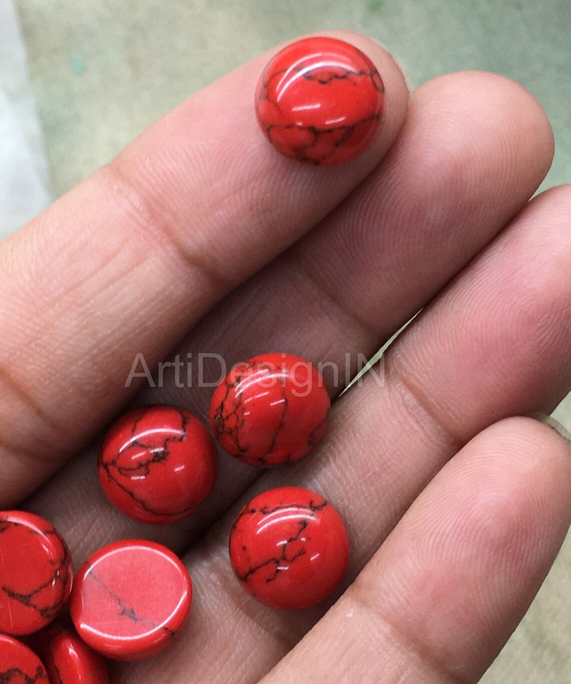 AAA Red Howlite Turquoise Round Cabochon Calibrated Size Loose | Etsy