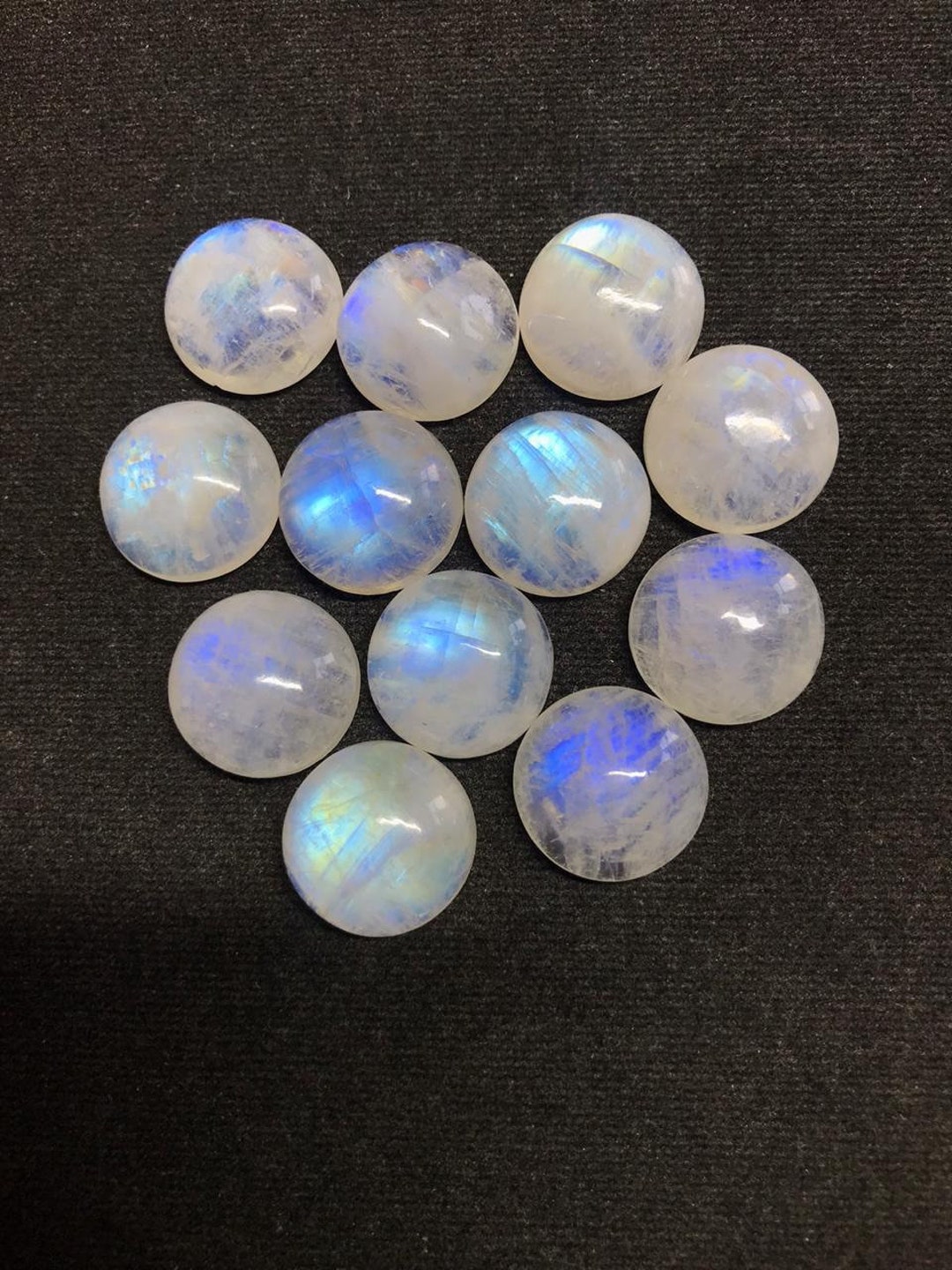 12mm Blue Flashy AAA Quality Natural Rainbow Moonstone Cabochon Loose ...