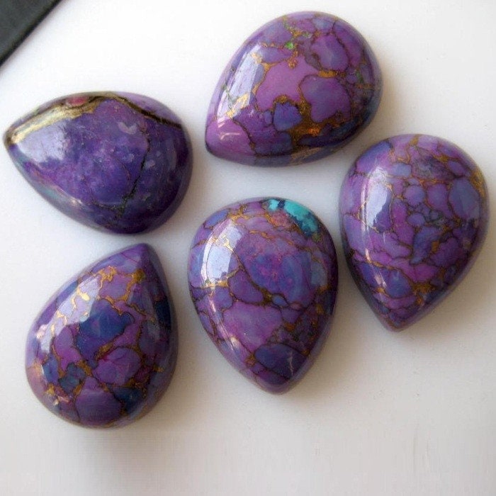 Natural Purple Copper Mohave Turquoise Pear Cabochon Gemstone | Etsy