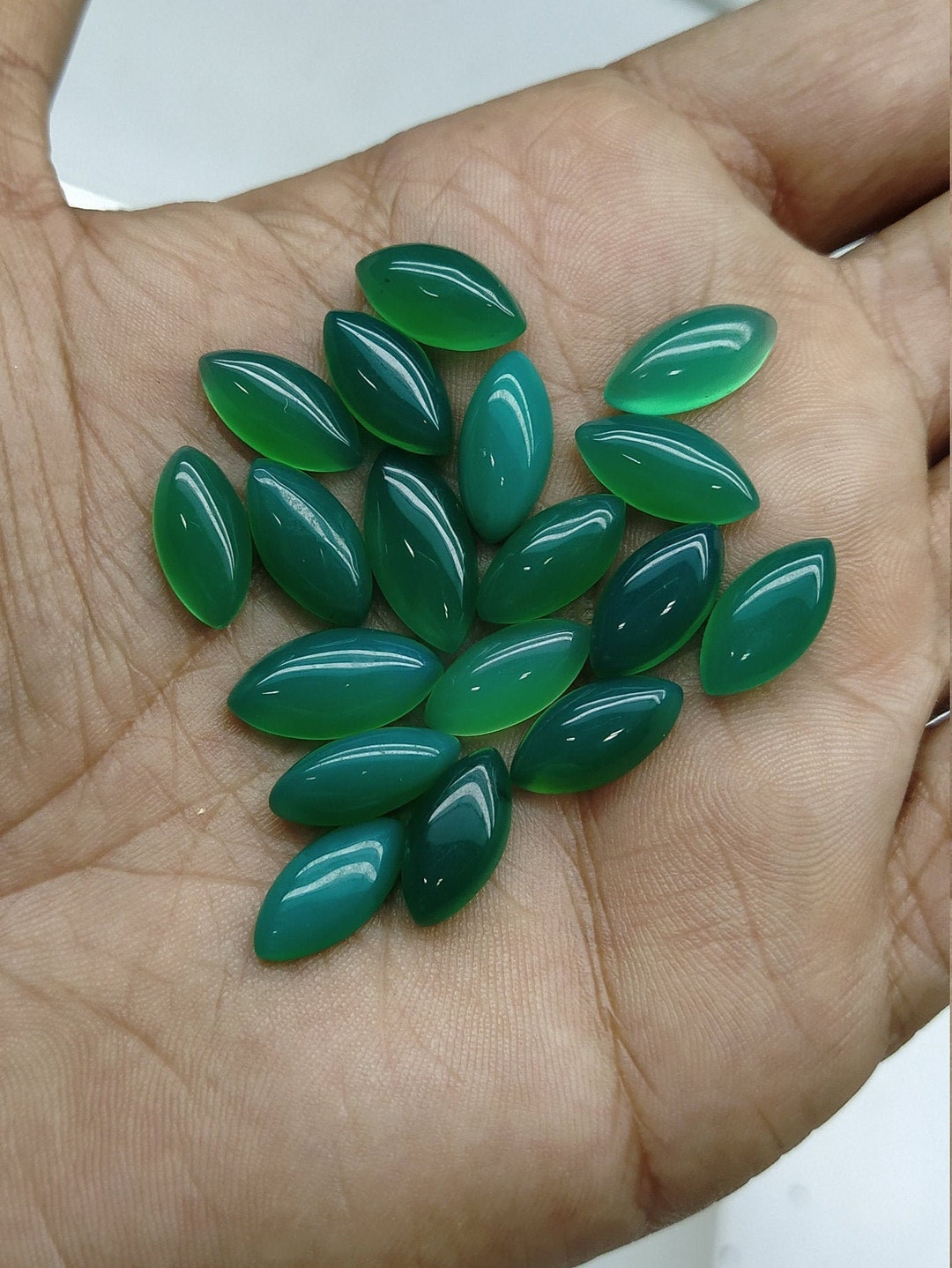 Natural Green Onyx Marquise Shape Flat Back Cabochon Calibrated Loose ...