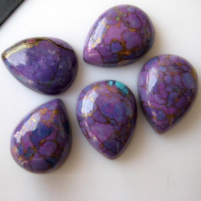 Natural Purple Copper Mohave Turquoise Pear Cabochon Gemstone - Etsy