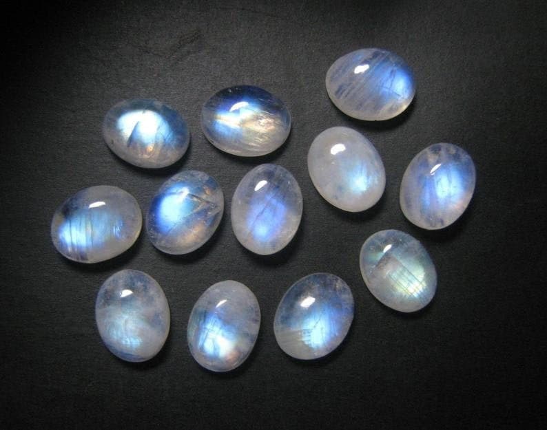 AAA Natural Rainbow Moonstone Oval Cabochon Calibrated Size 4x6,5x7,6x8 ...