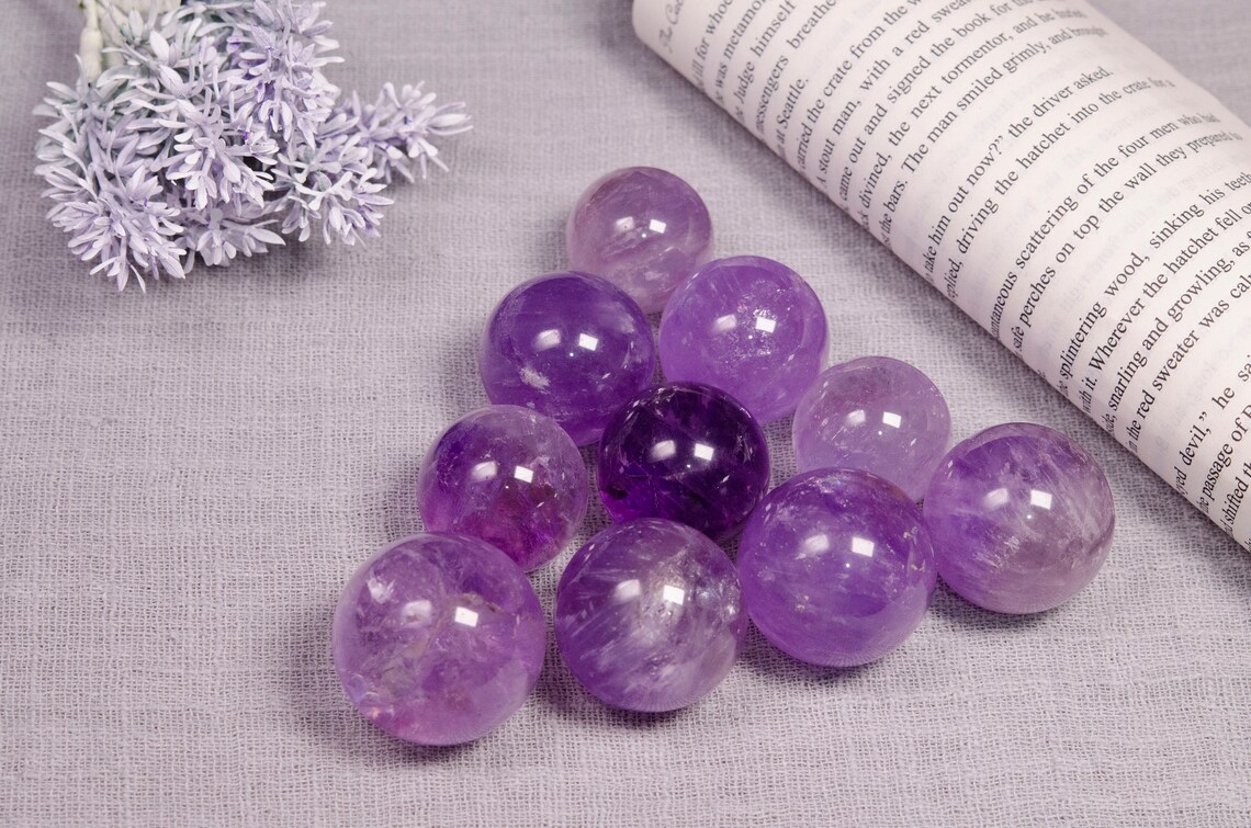 Wholesale Natural Amethyst Sphere/polished Amethyst Ball/gemstone Beads ...