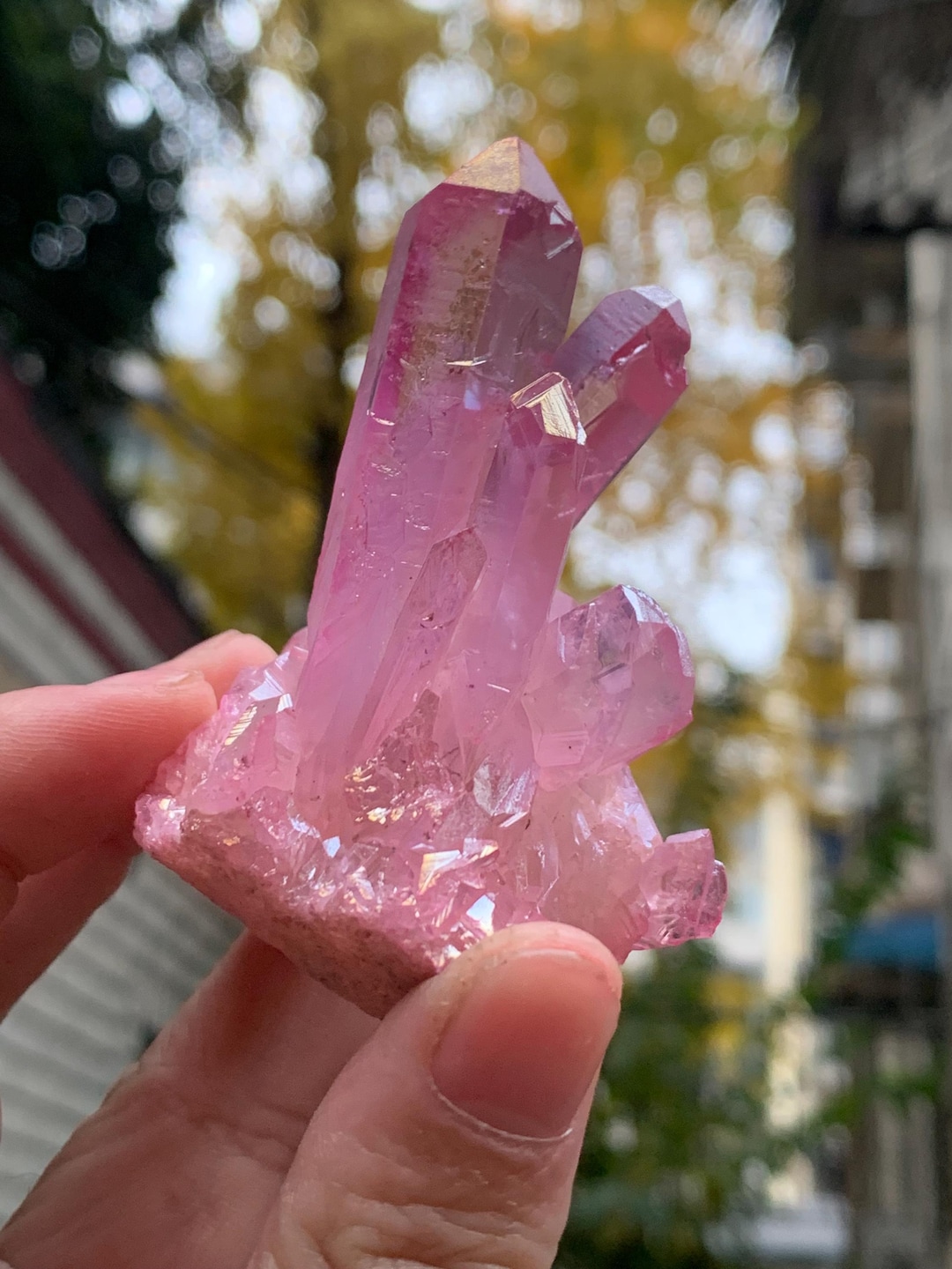 Aura Titanium Pink Quartz/pink Crystal Cluster/electroplated Pink ...