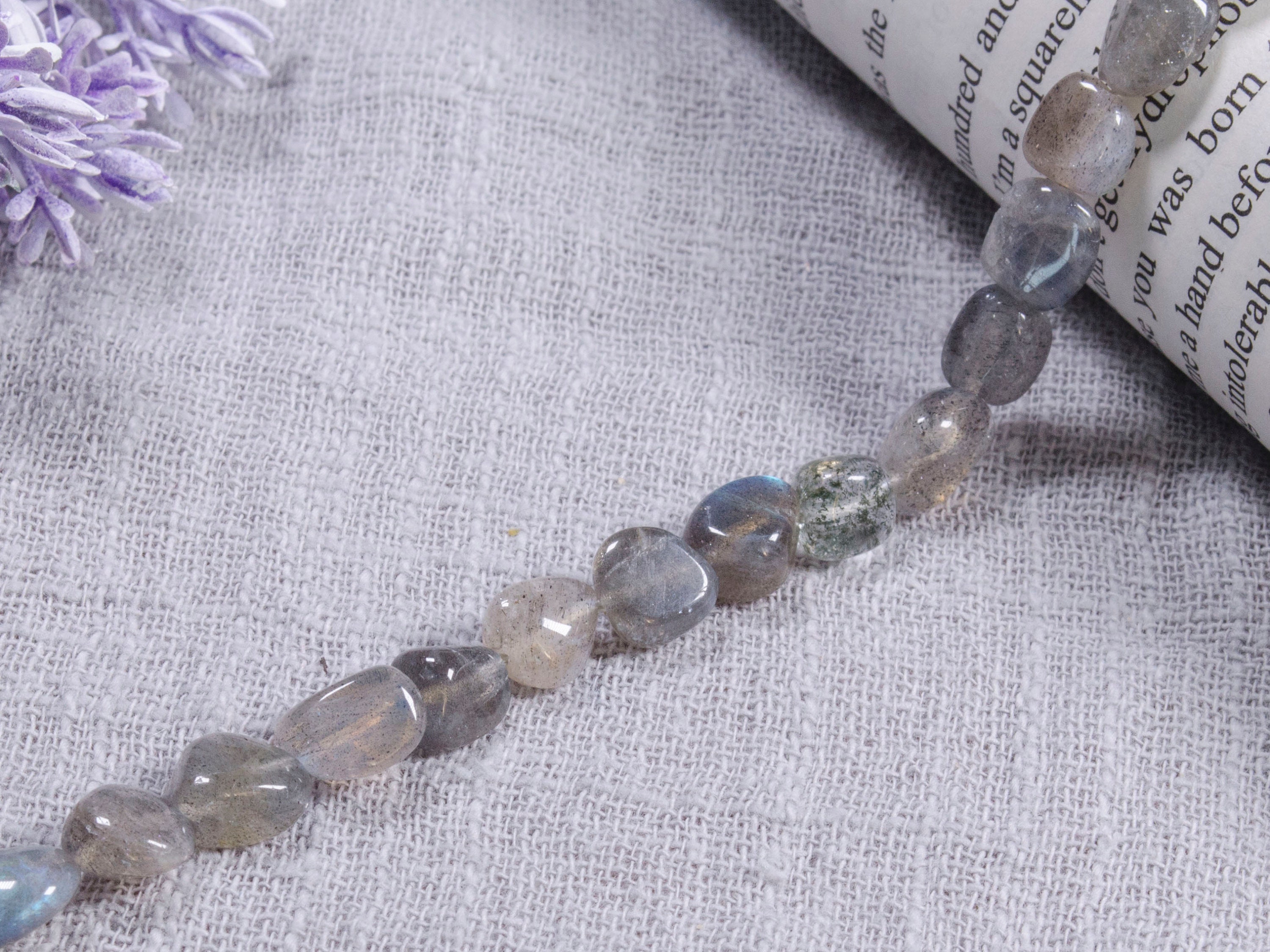 Wholesale Full Strand of Gray Spectrolite Beads-polished Quartz Crystal ...