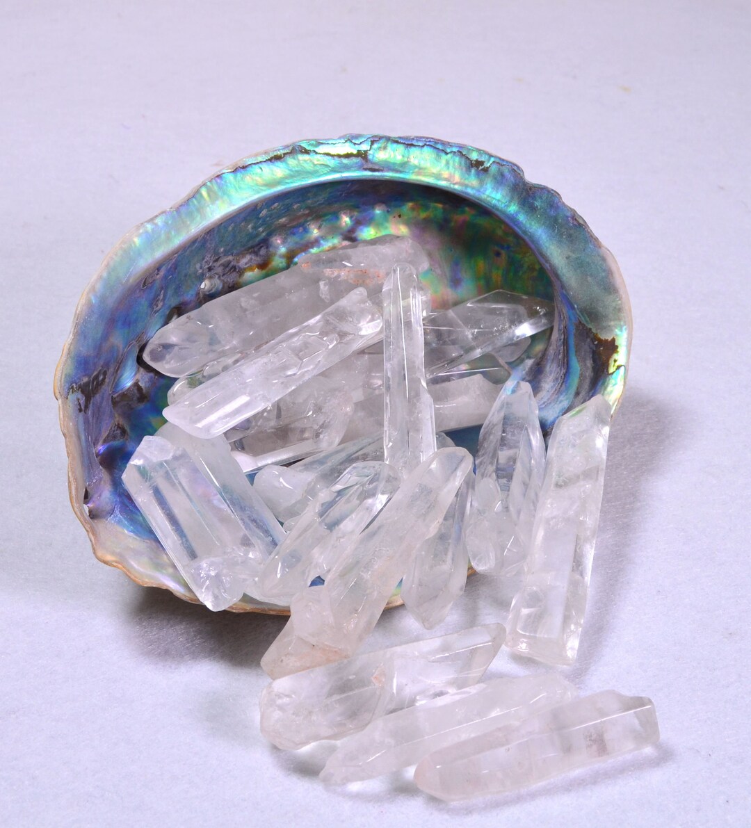 100g Polished Clear Quartz Sticks,natural Clear Crystals and Abalone ...