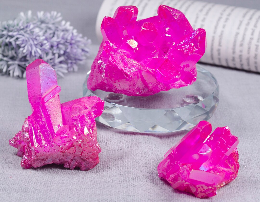 Bulk Sale Deep Pink Aura Crystal Cluster/ Natural Crystal/magenta Aura ...