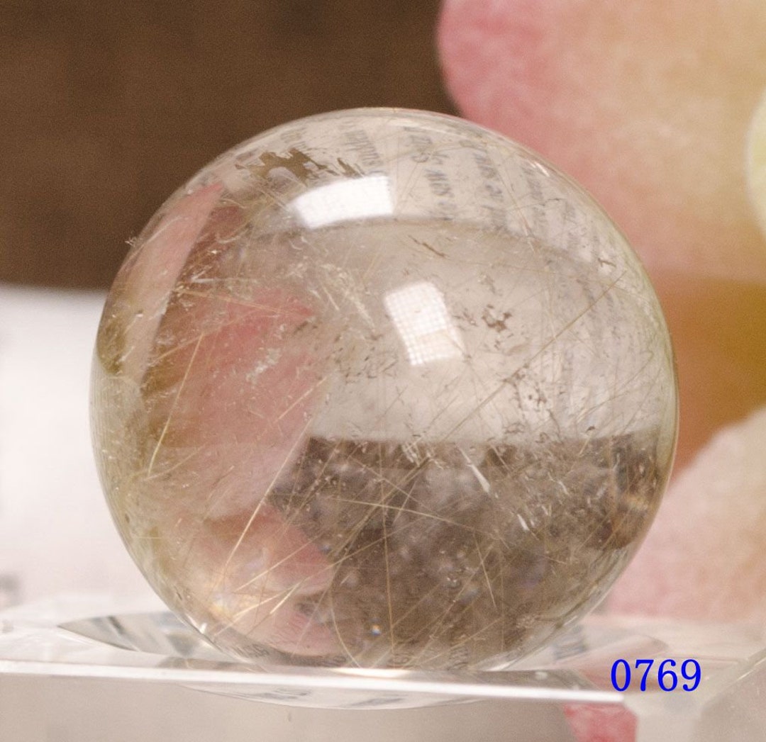 Best Clear Natural Quartz Crystal Sphere Citrine Ball Rutilated Include ...
