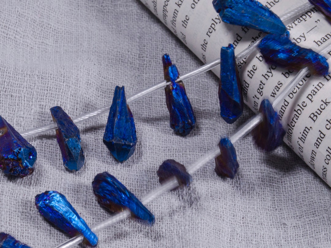 Bulk Sale Full Strand Teardrop-shaped Blue Crystal-aura Titanium Beads ...