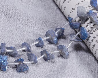 Full Strand Raw Blue Titanium Aura Quartz Pointpink Crystal - Etsy