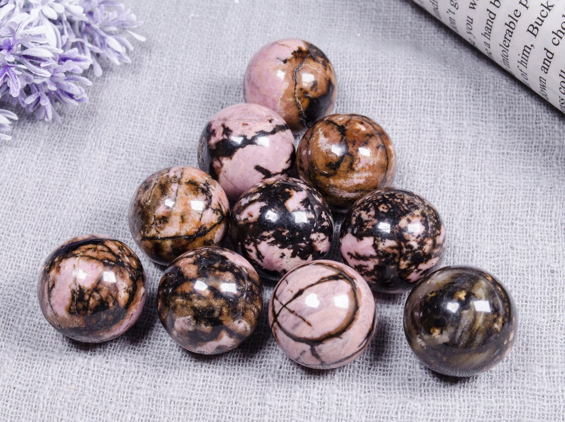 Wholesale Natural Rhodonite Sphere With Black Line/polished - Etsy