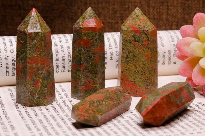 Wholesale Natural Unakite Point/unakite Crystal Tower/unakite Tower ...