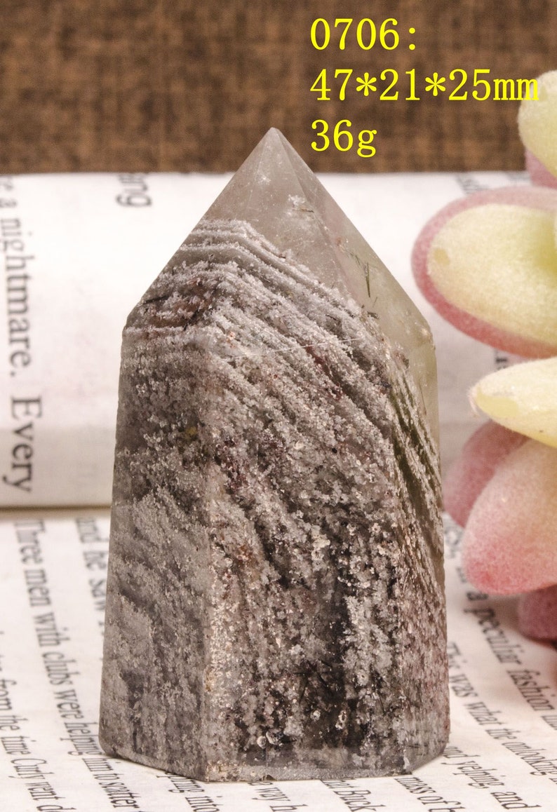 Phantom Crystal Gray Multi-inclusions Crystal Point Natural | Etsy