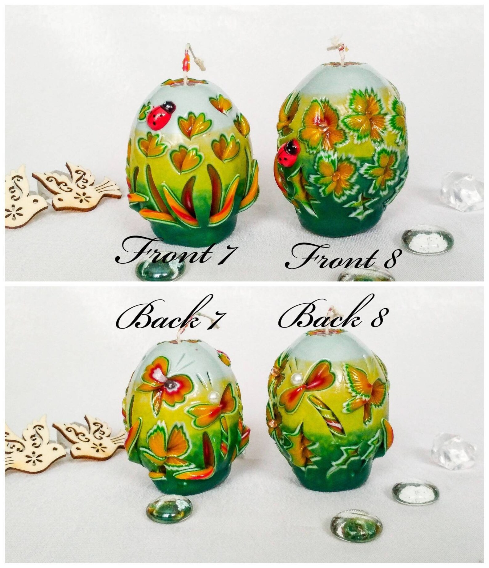 Easter carved candles different colors with amazing decor are | Etsy