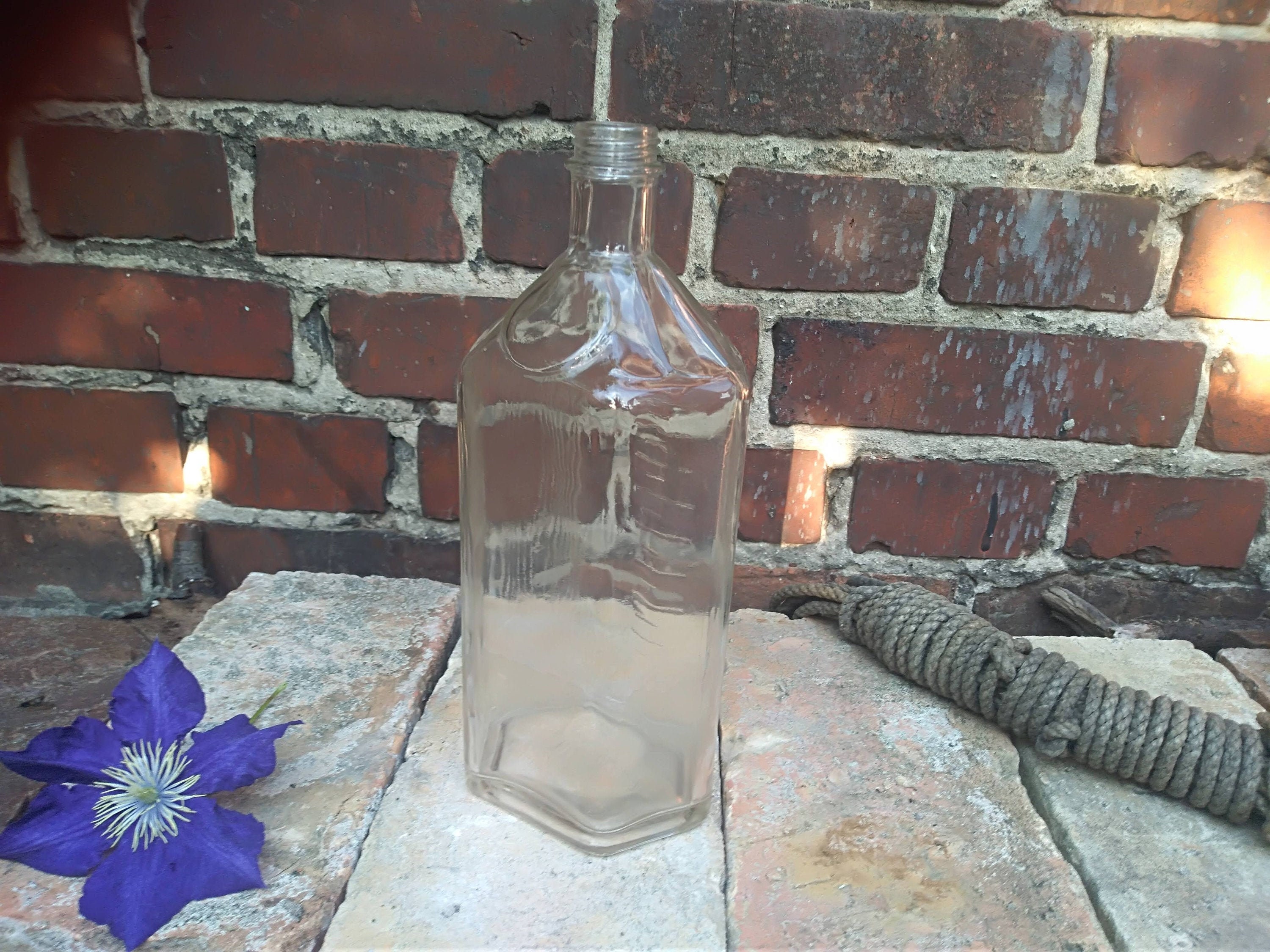 Hexagonal bottle of clear glass antique vial with a scale. | Etsy