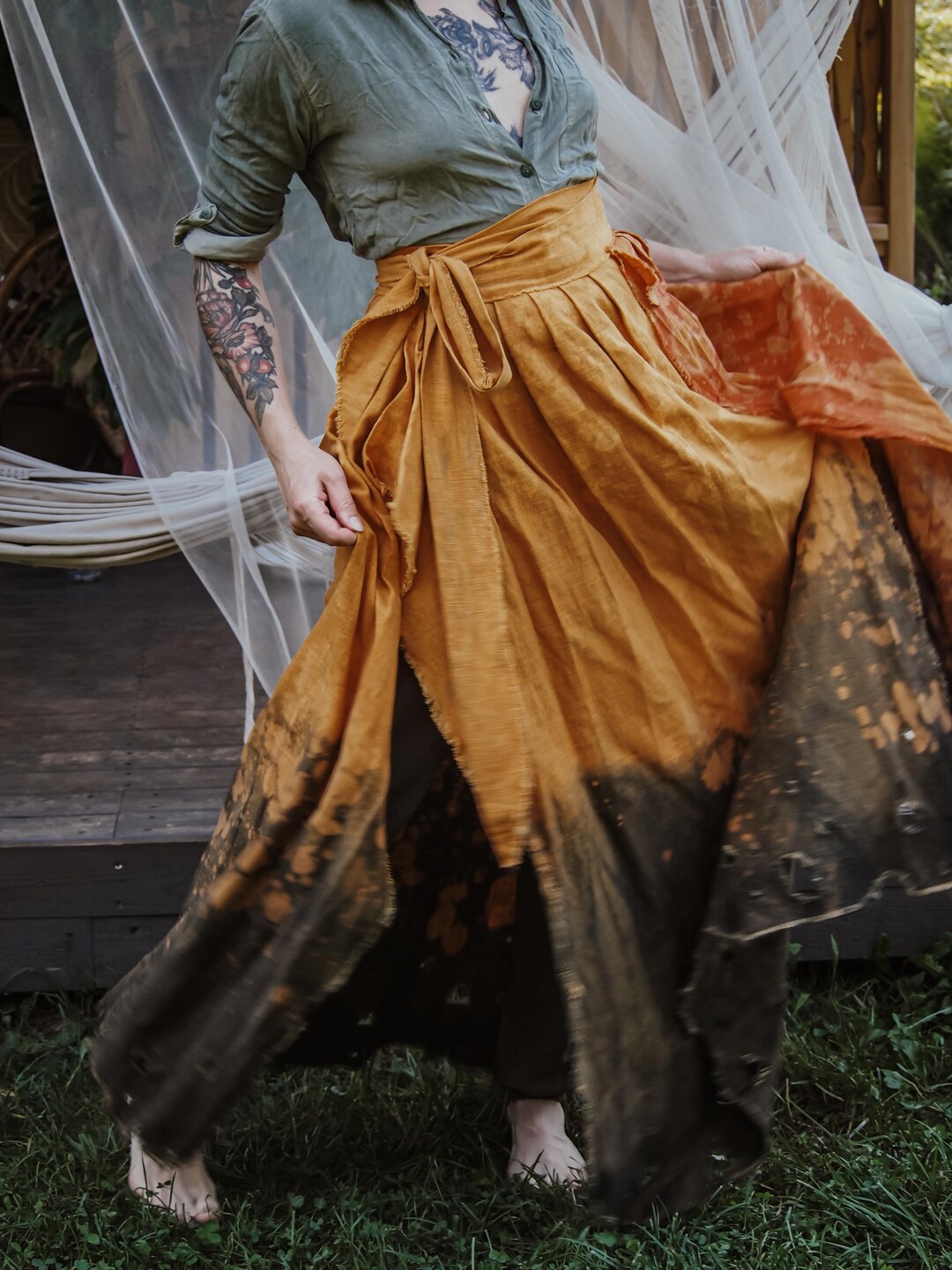 BABA YAGA Long Wrap Skirt, Witchy Maxi Skirt, Forest Witch Costume ...
