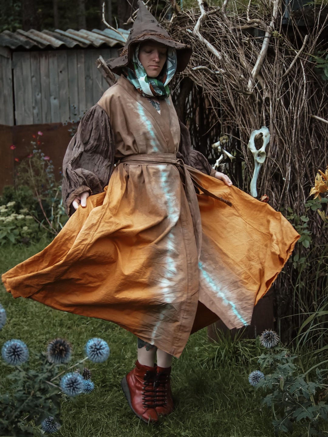 GATHERER Gown Dress, Fantasy Dress, Long Witchy Dress, Larp Costume ...