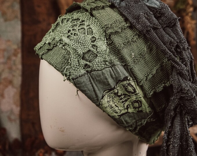 BABA YAGA Wrap Scarf, Head Scarf, Distressed Style Fashion, Dark Witchy ...