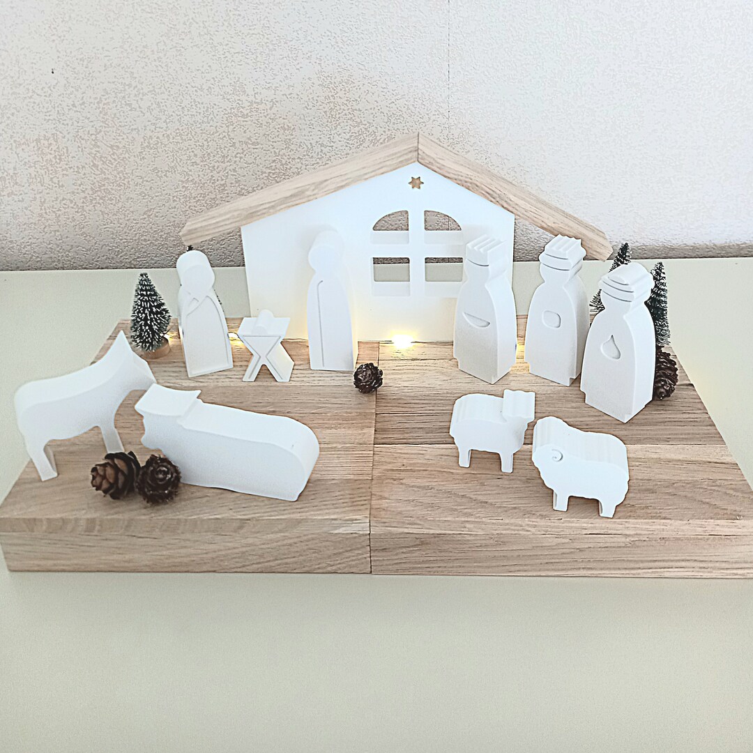 Moderne Weihnachtskrippe Krippe 11-teilig weiß - Etsy.de